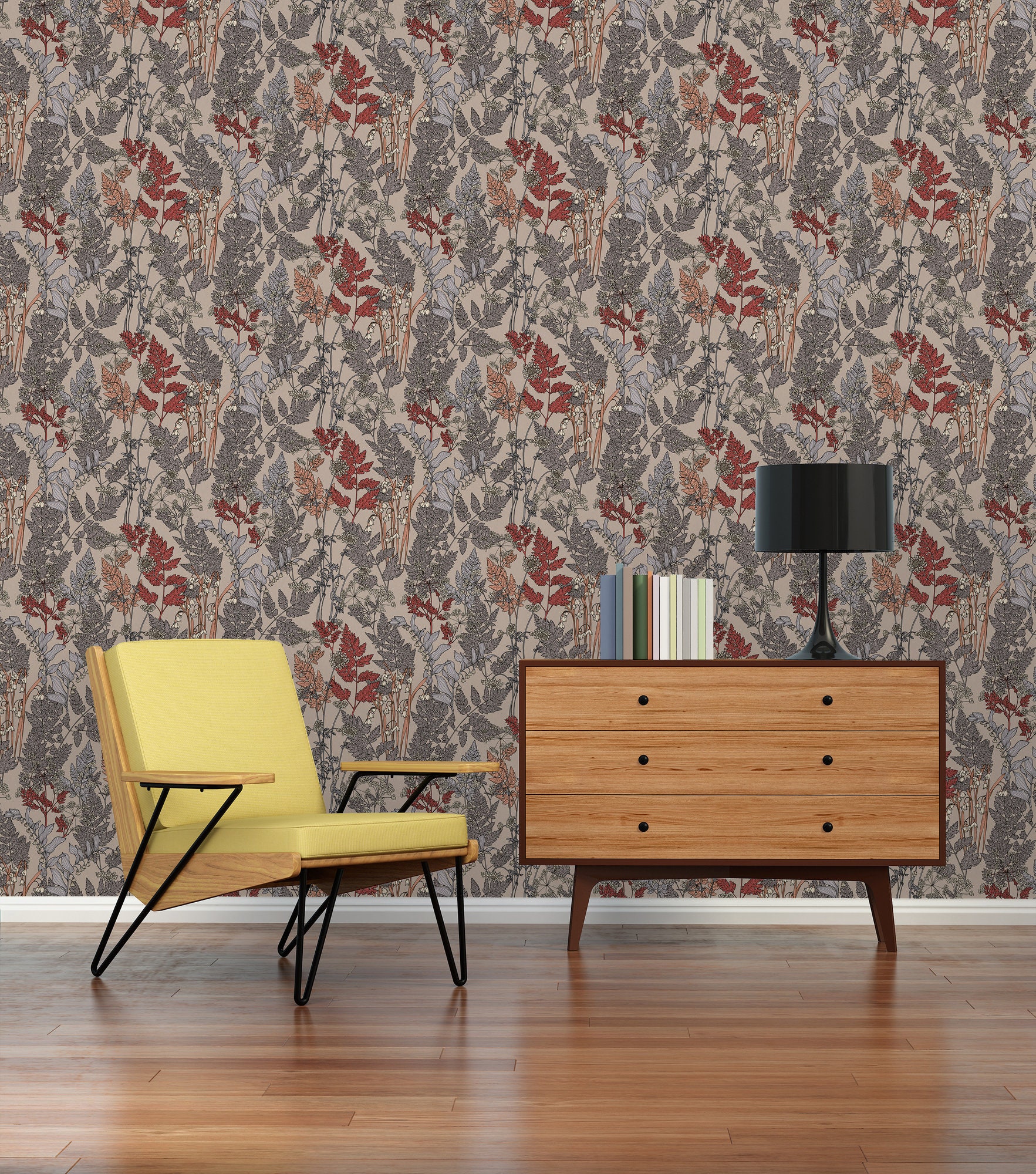 Modern Dining Room With Scandinavian Wallpaper