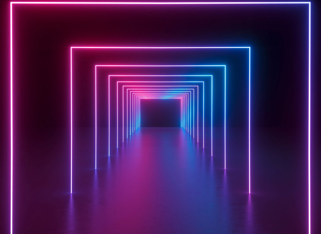 Photo Wallpaper | Room With LED Colors | Long Aisle | 3D Wallpaper ...