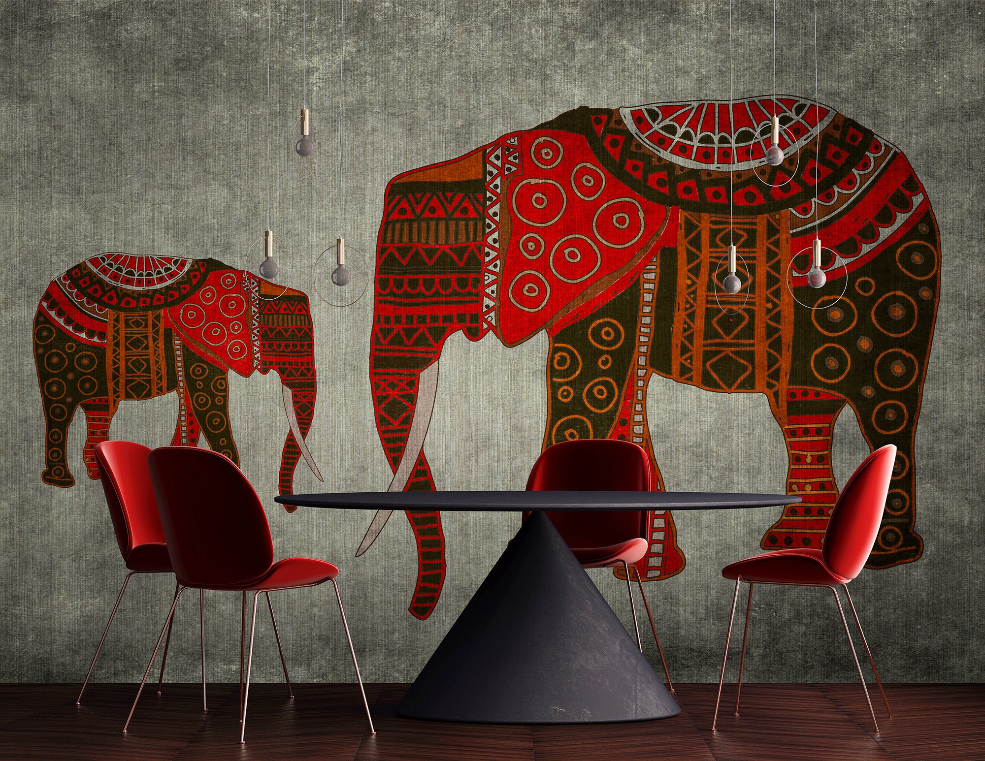 Elephant Pattern Wallpaper Art