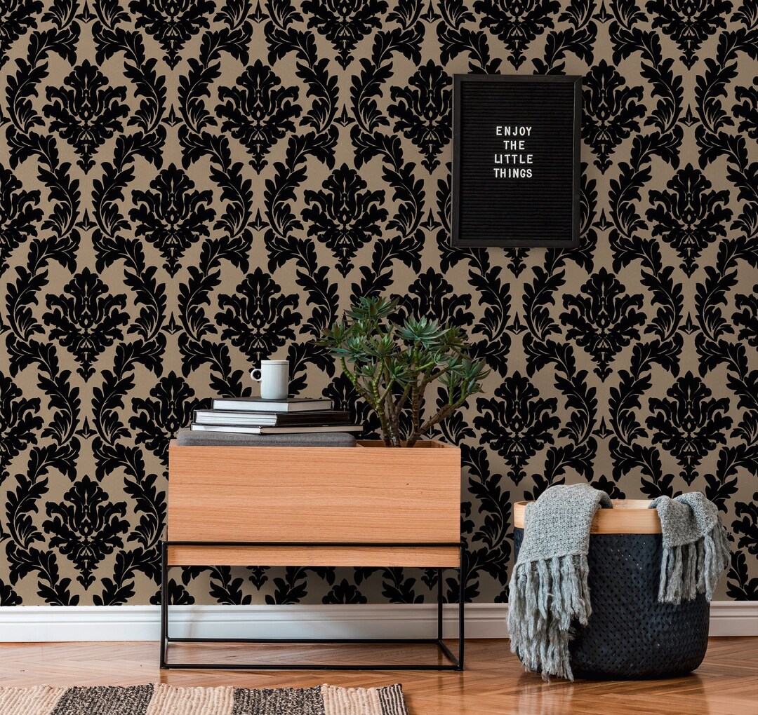 Baroque Wallpaper Gold Black | Classic Wallpaper Baroque Look Ornaments ...