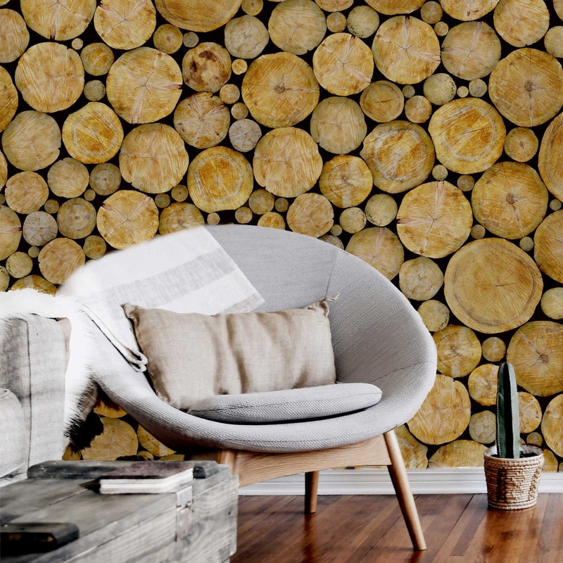 Logs Wallpaper - Etsy