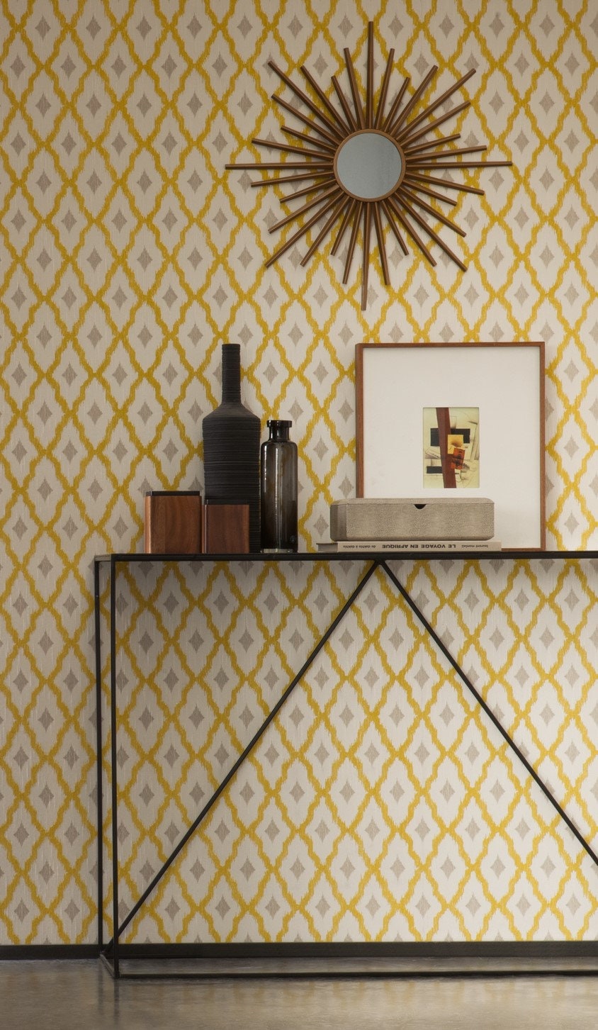Chequered Wallpaper White Yellow Modern Check Wallpaper - Etsy