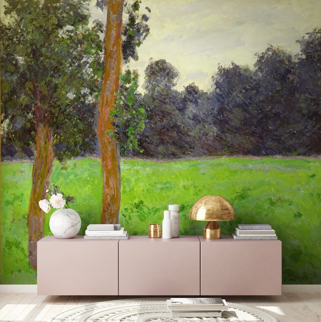 Mural Claude Monet | Deux Arbres Dans La Prairie | Forest | Meadow ...