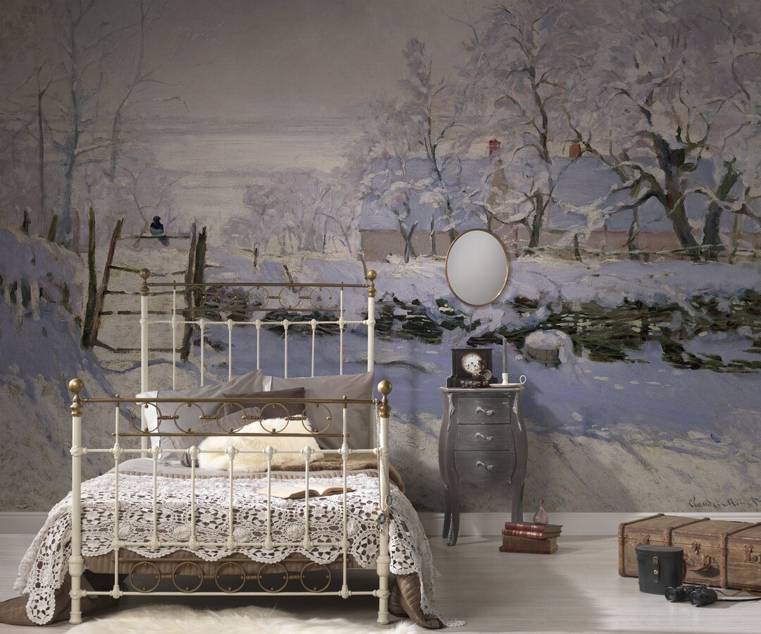 Mural Claude Monet the Magpie Landscape Nature Art Snow Winter Artwork ...