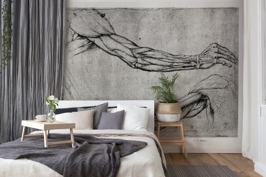 Leonardo Da Vinci Mural | Study of Arms (pen & Ink on Paper) | Abstract ...
