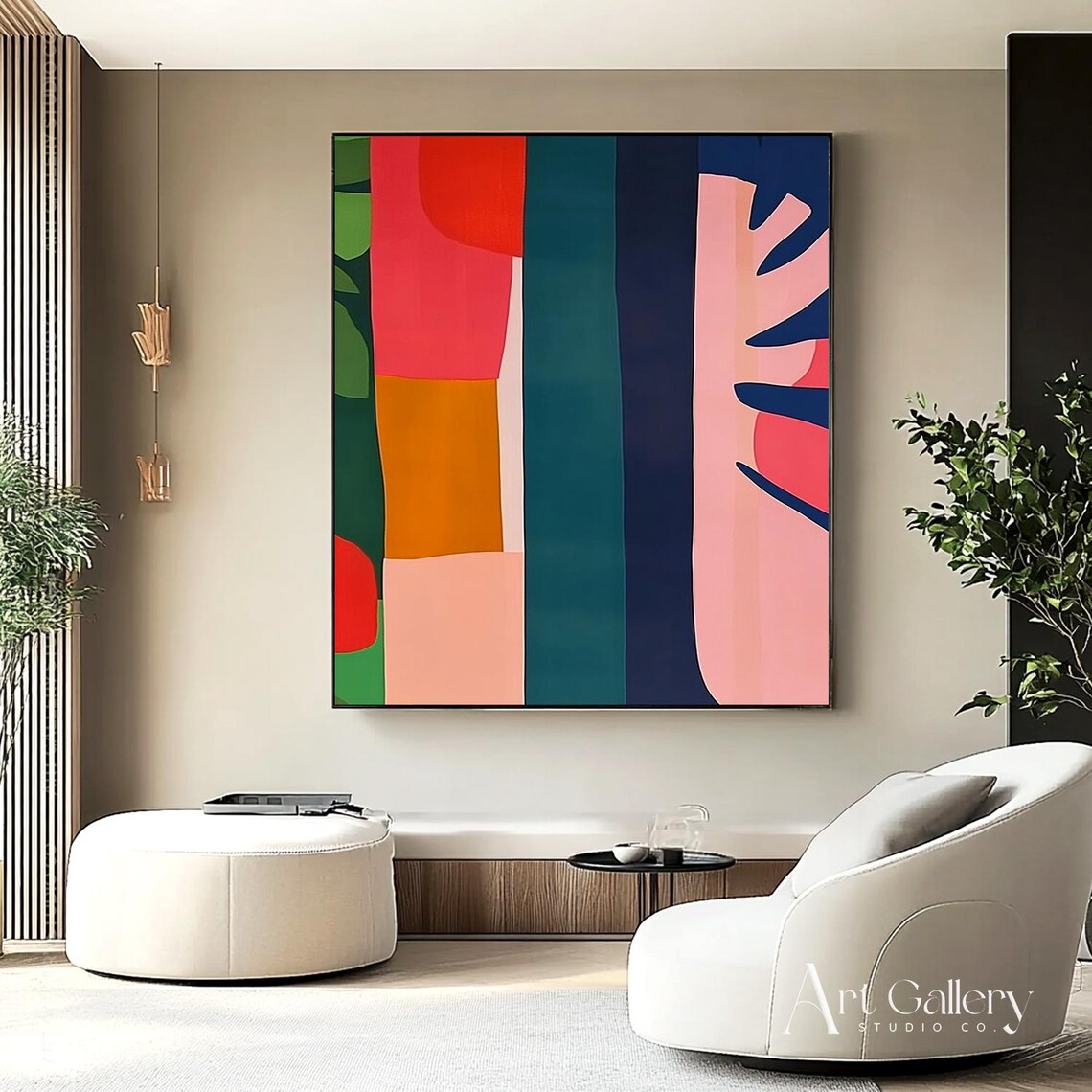 Handmade Abstract Shapes Canvas Art, Colorful Geometric Wall Decor - Etsy