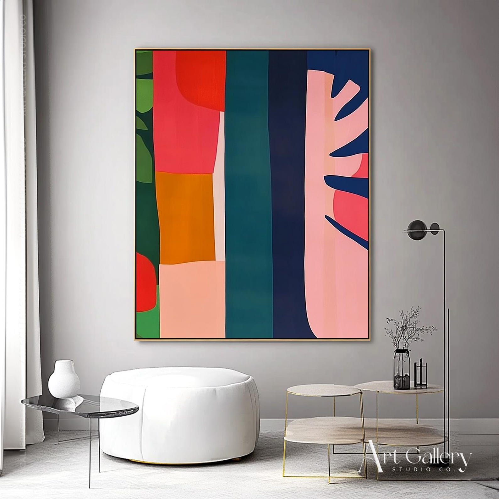 Handmade Abstract Shapes Canvas Art, Colorful Geometric Wall Decor - Etsy
