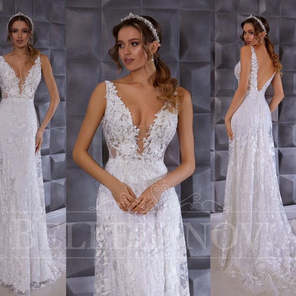 V Back Wedding Dress - Etsy