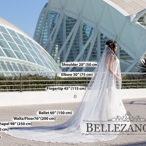 Two Tier Cathedral Wedding Veil Fine Satin Ribbon Trim, Long Veil ...