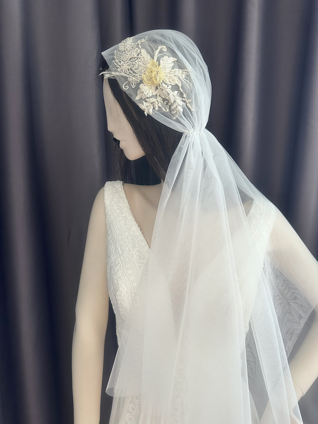 Bridal Cap, Juliet Cap Veil, Retro Style Wedding Veil, Antique 1920s ...