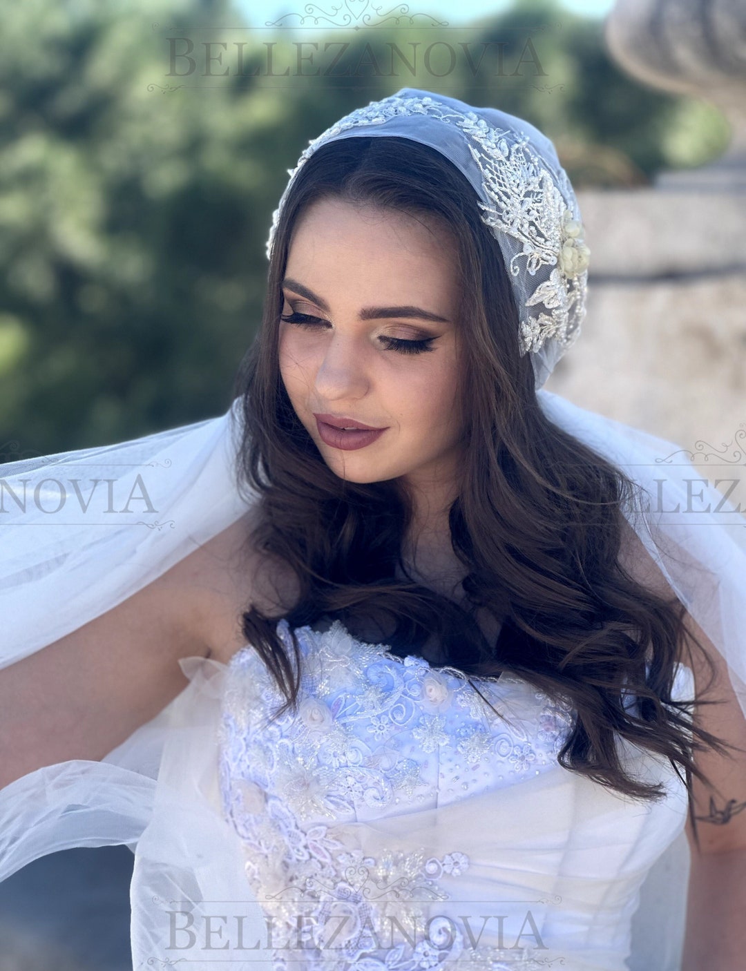 Pearl Juliet Cap Veil, Vintage Veil, Boho Bridal Veil, Scattered Pearl ...