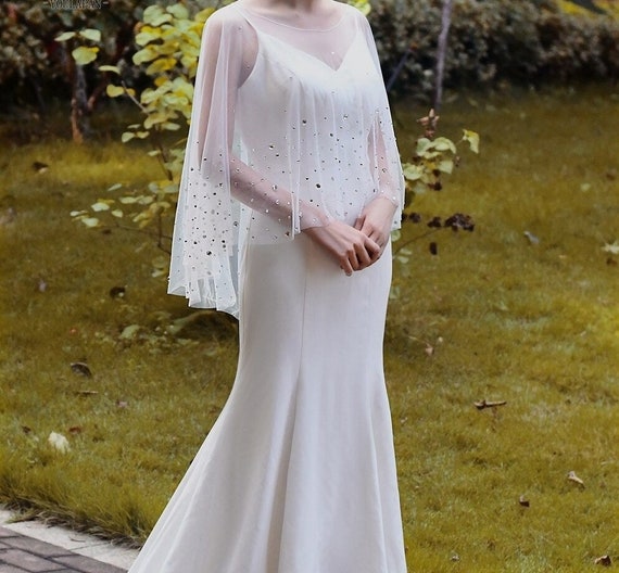 Bridal Cape With SWAROVSKI Crystals Rhinestones Cape Veil - Etsy