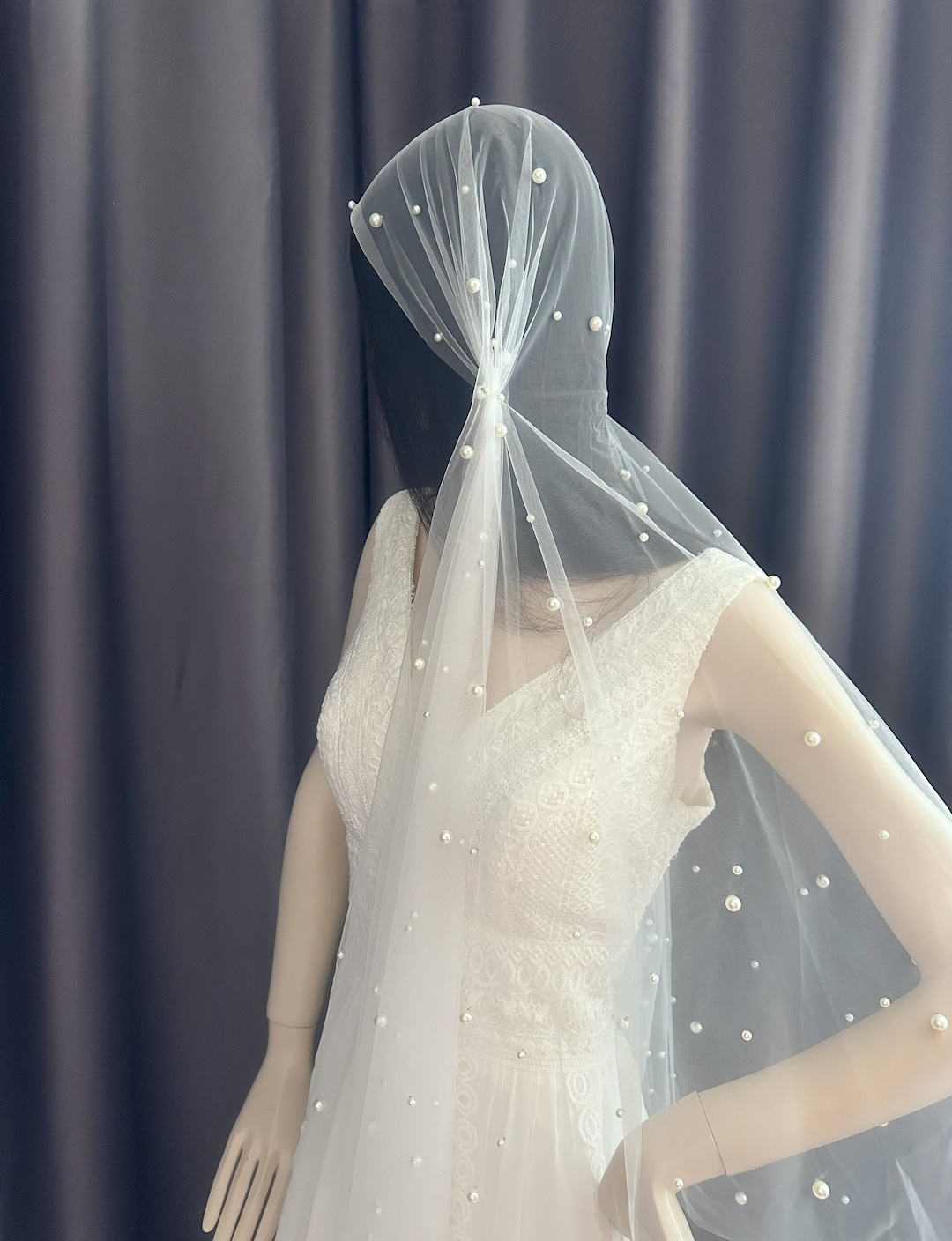 Pearl Boho Veil, Juliet Cap Veil Wedding Bridal Tulle Veil, Gatsby ...