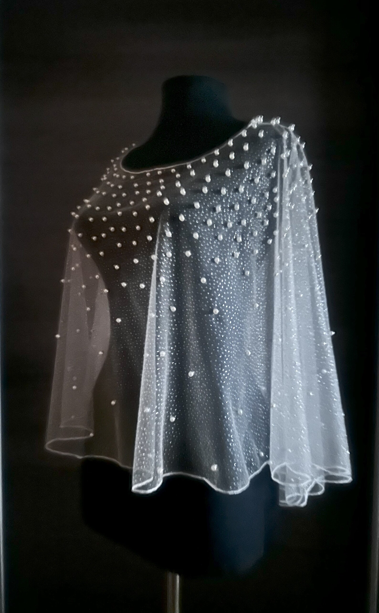 Glitter Cape Pearl Wedding Glitter Cape Bolero With Sequins Ivory Pearl ...
