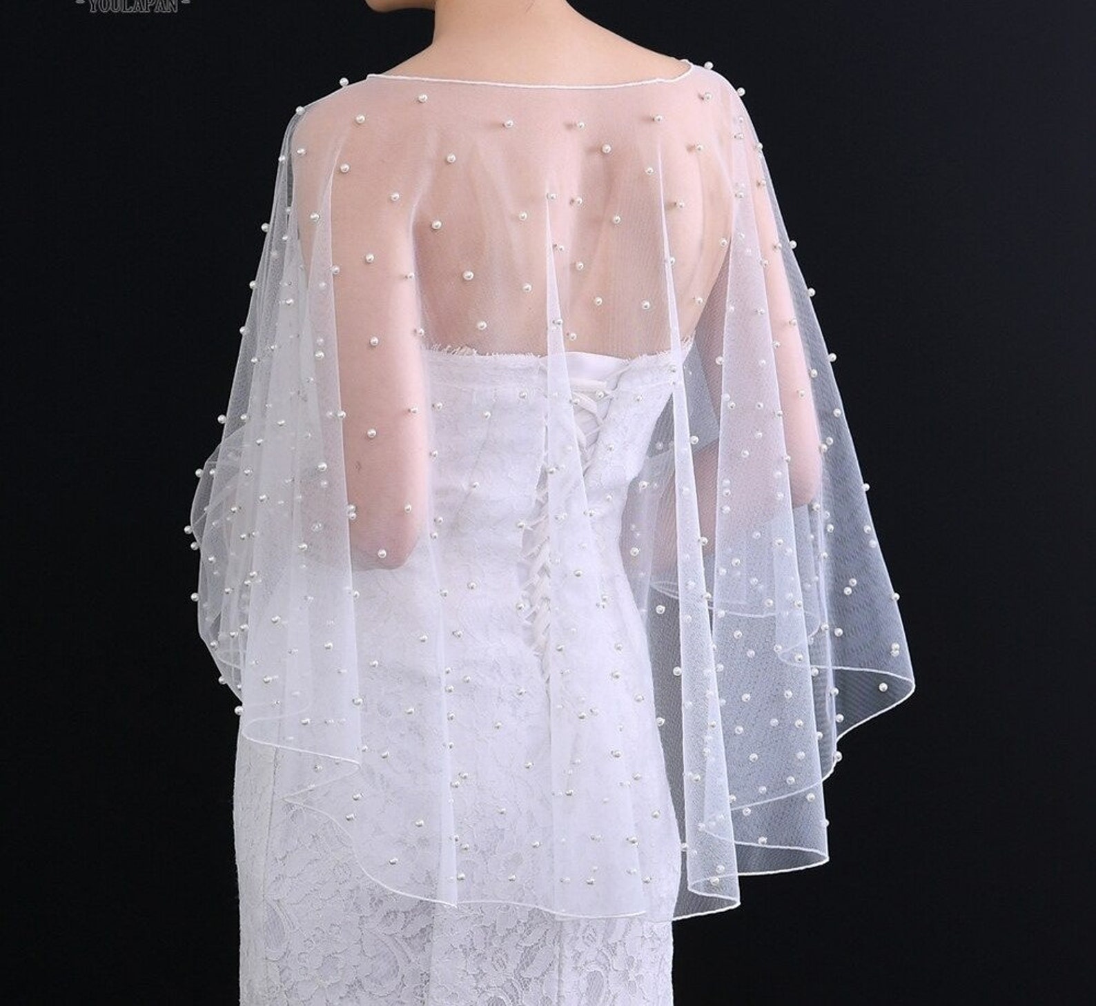 Pearl Cape Wedding Cape White Pearl Topper Ivory Pearl - Etsy Australia