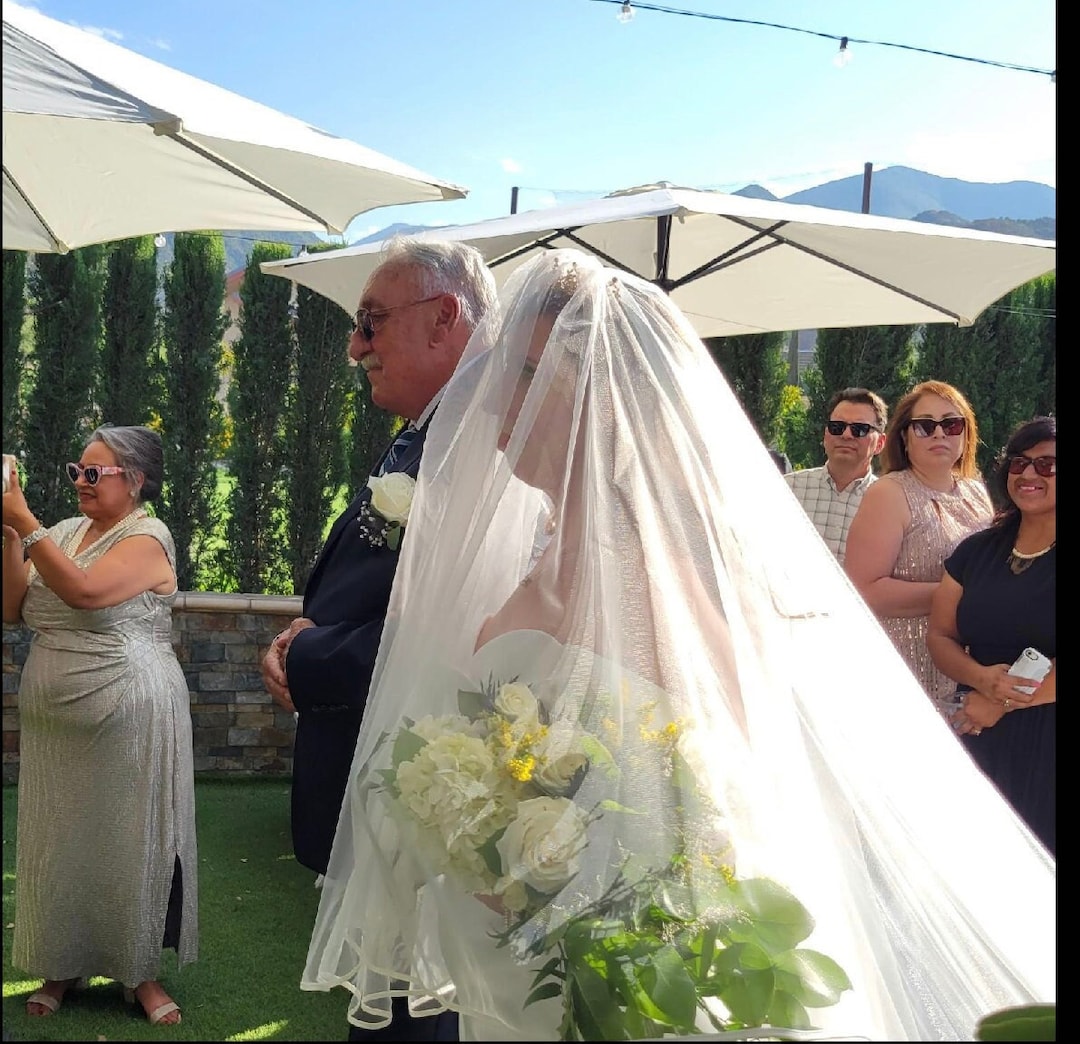 Two Tier Satin Trim Cathedral Veil/satin Ribbon Cathedral Veil ...