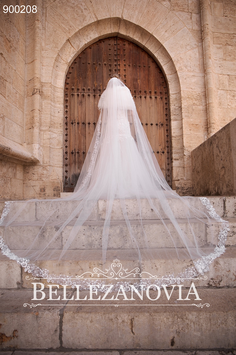 New Sequin Cathedral Veil / Sparkle Wedding Veil / Bridal Veil Long ...