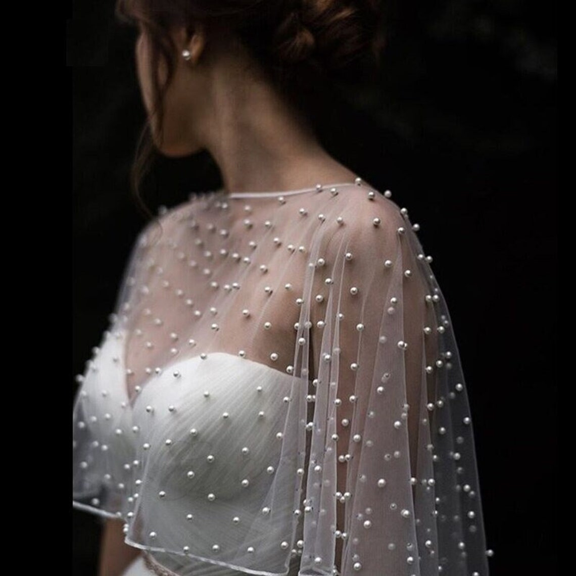 Pearl Cape Wedding Cape White Pearl Topper Ivory Pearl - Etsy