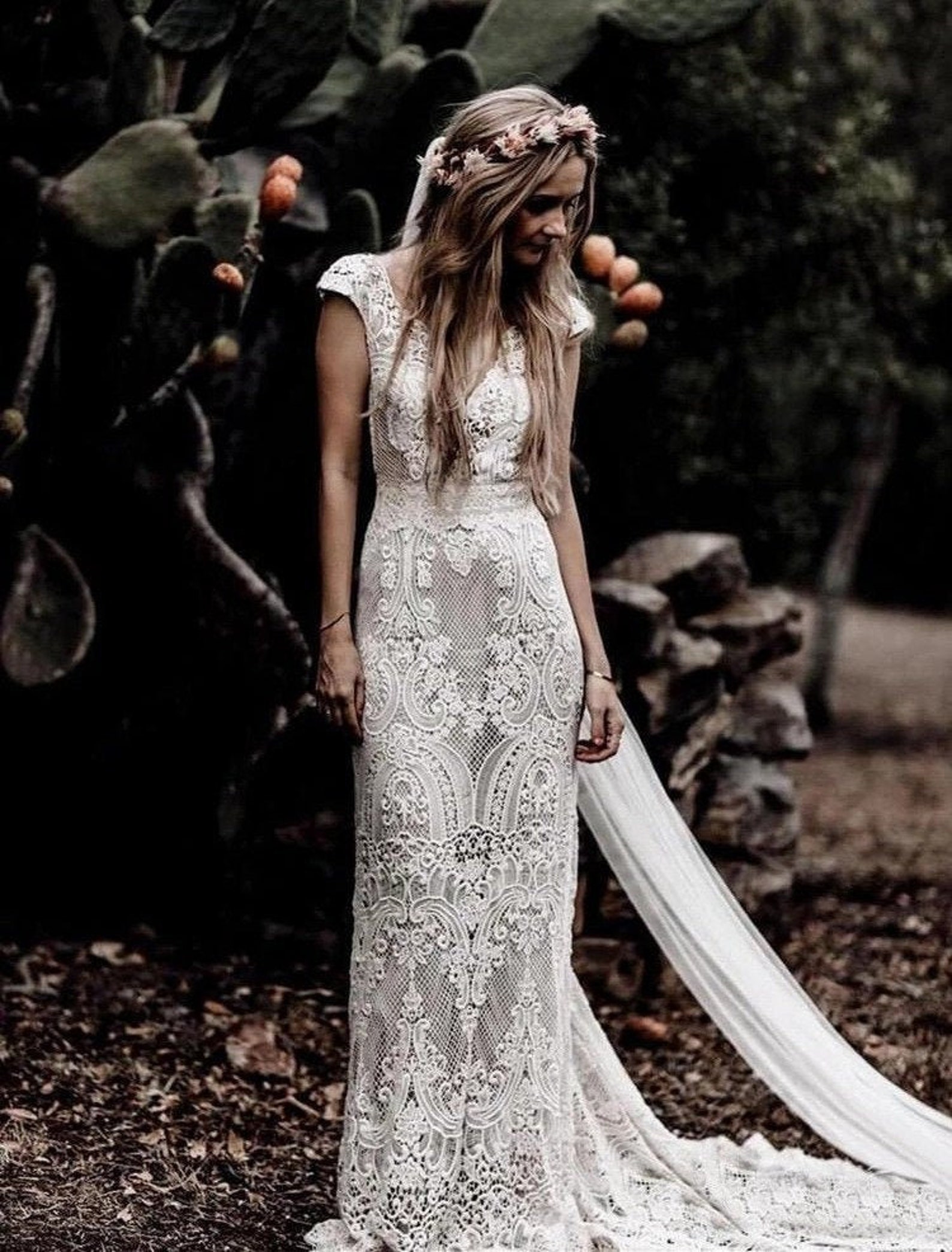 Simple Wedding Dress Boho Wedding Dress Rustic Wedding Gown - Etsy
