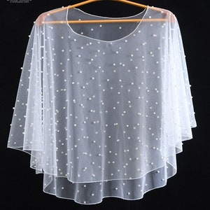 Pearl Cape, Wedding Cape, White Pearl Topper, Ivory Pearl Topper, Pearl ...