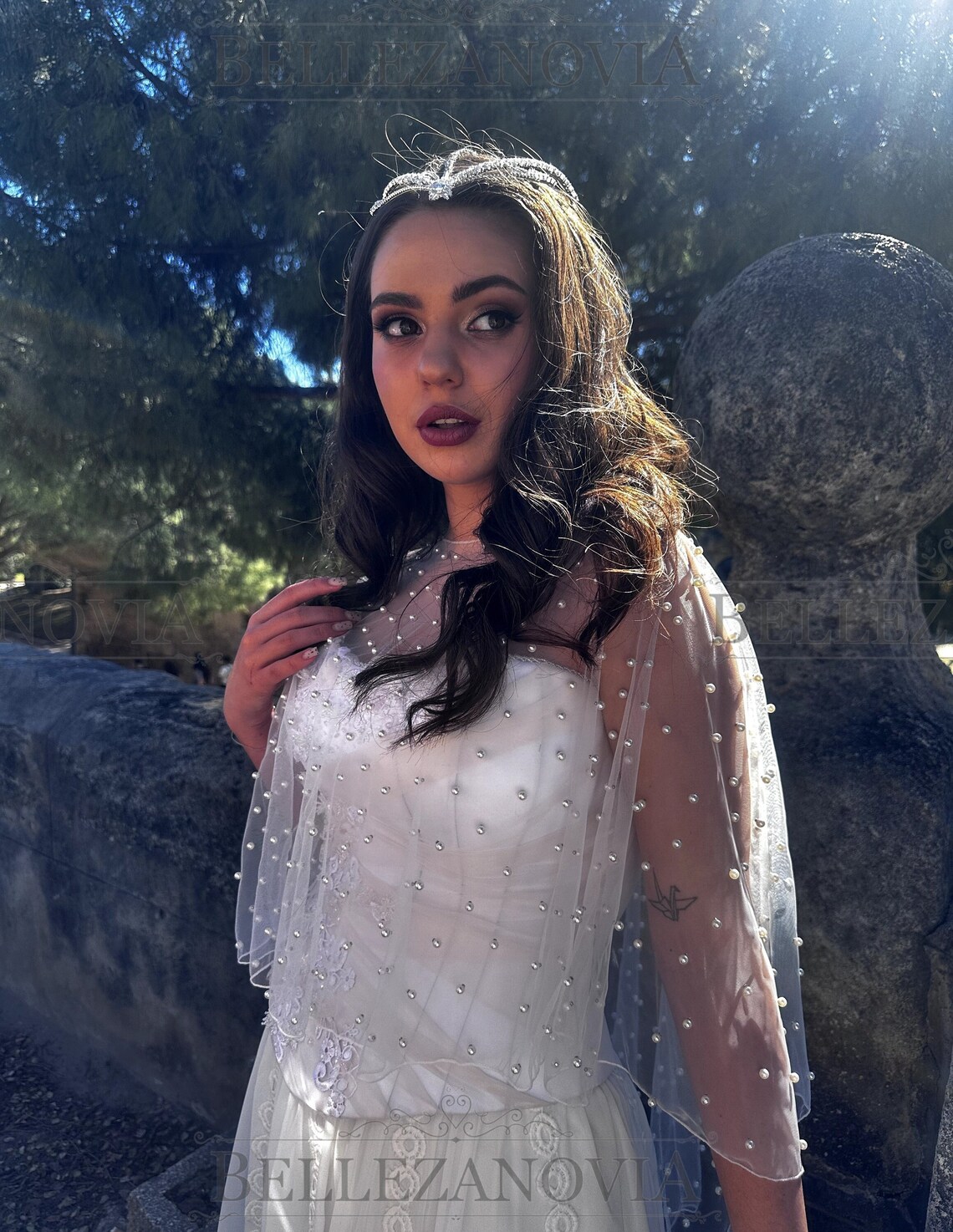 Pearl Cape, Wedding Cape, White Pearl Topper, Ivory Pearl Topper, Pearl ...