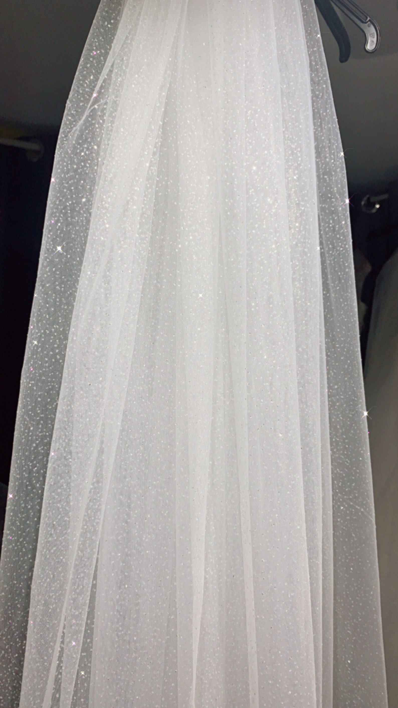Single Tier Glitter Tulle Wedding Veil, Sparkling Veil, Glitter Wedding ...