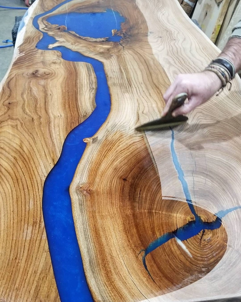 Made to Order Custom Blue Epoxy Kitchen Table Blue Epoxy - Etsy