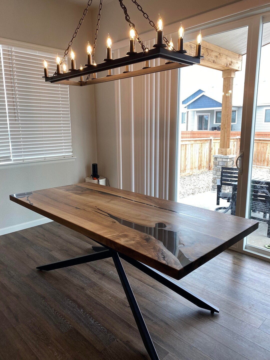 WALNUT DINING TABLE – Epoxy Resin Tables – Solid Walnut Dining Table – Minimalist Wooden Table ...