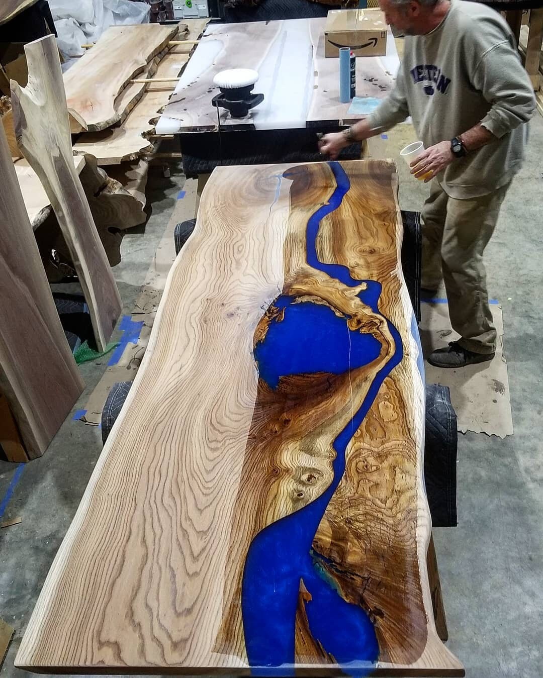 Made to Order Custom Blue Epoxy Kitchen Table Blue Epoxy - Etsy