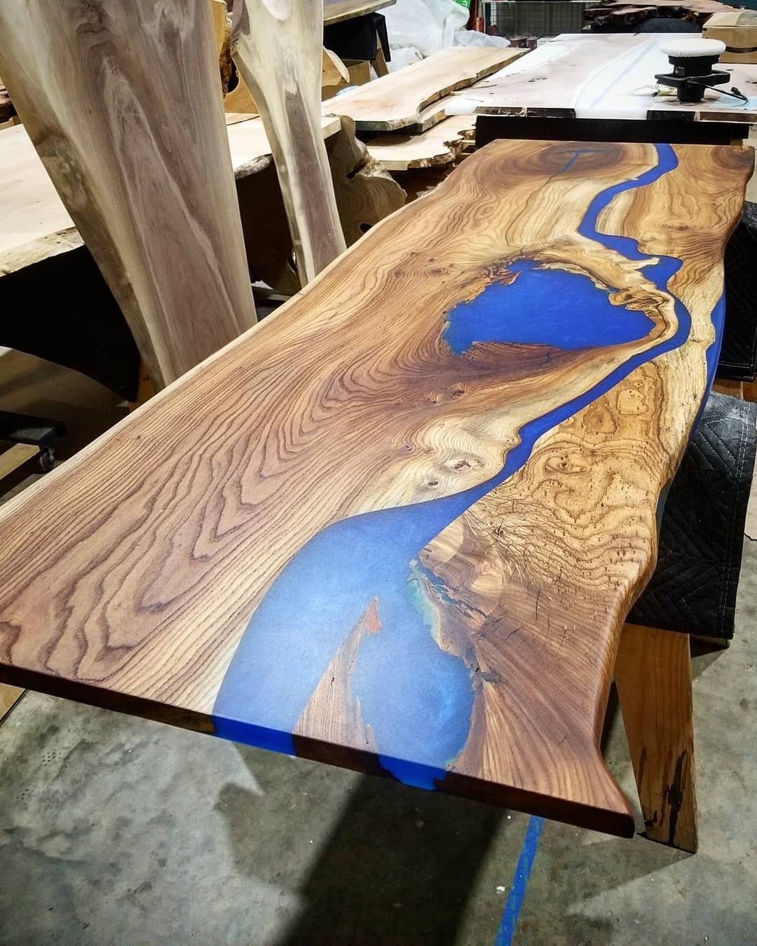 Made to Order Custom Blue Epoxy Kitchen Table Blue Epoxy - Etsy