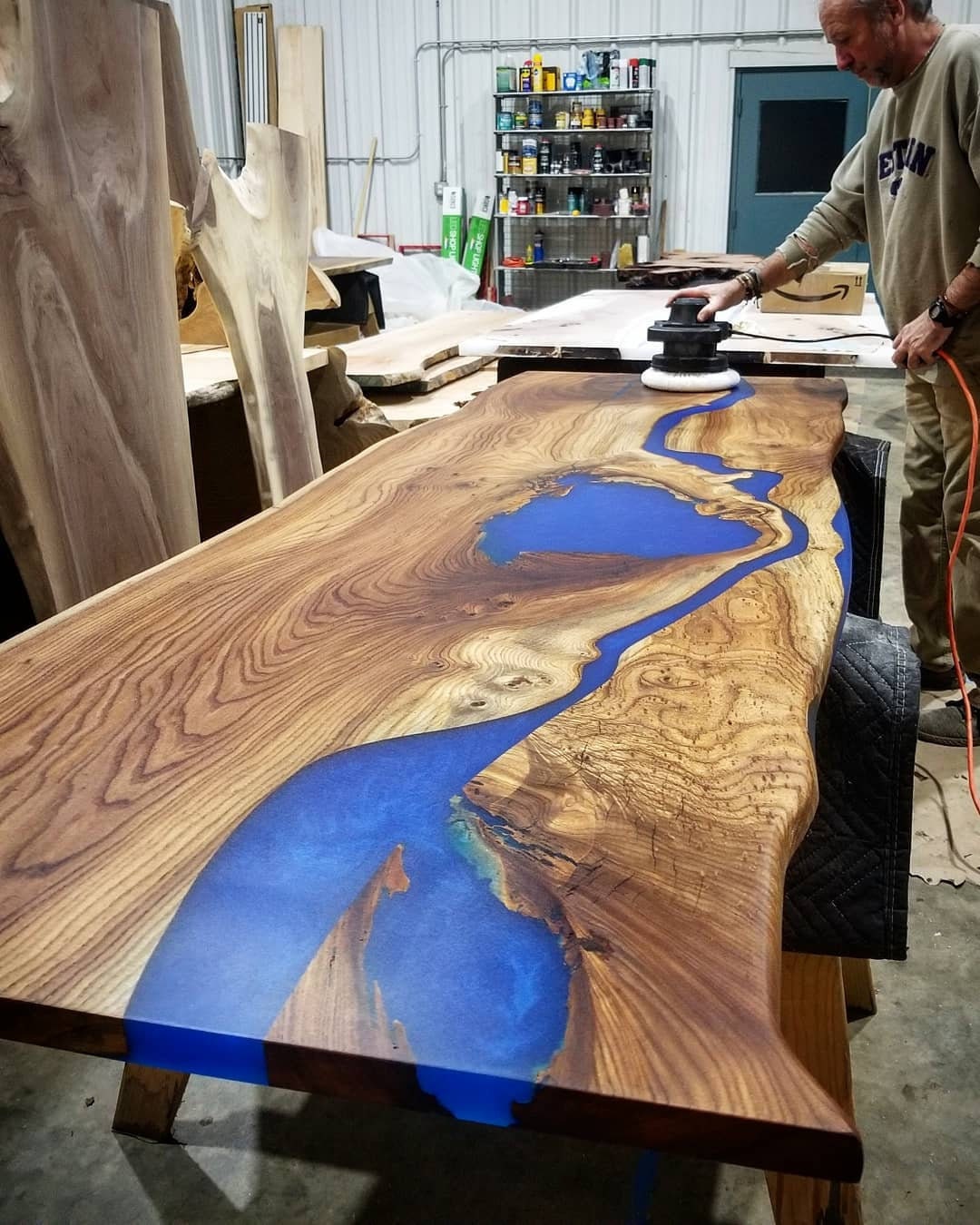 Made to Order Custom Blue Epoxy Kitchen Table Blue Epoxy - Etsy