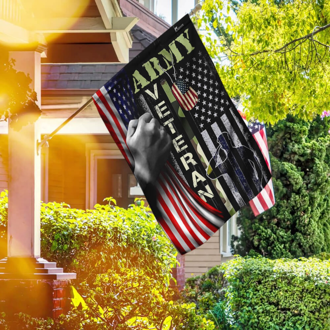U.S Army Veteran Flag Garden Flag peace flag House Flag | Etsy
