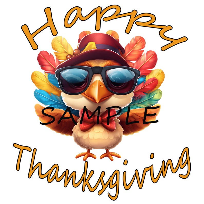 Cool Thanksgiving Turkey With Sunglasses Graphic - Fun Fall Decor ...