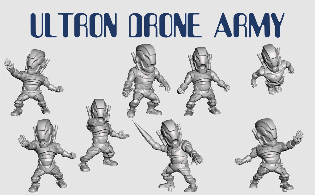 ULTRON DRONE Custom CHIBI Figure Unpainted 3D Print Marvel United ...