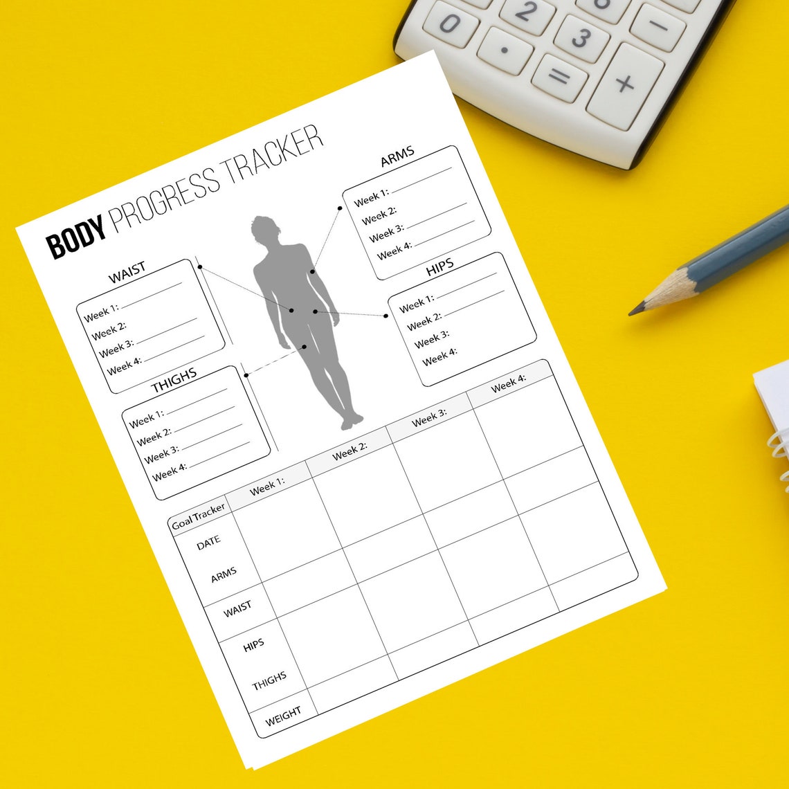 Body progress tracker Printable Goal Planner Undated | Etsy