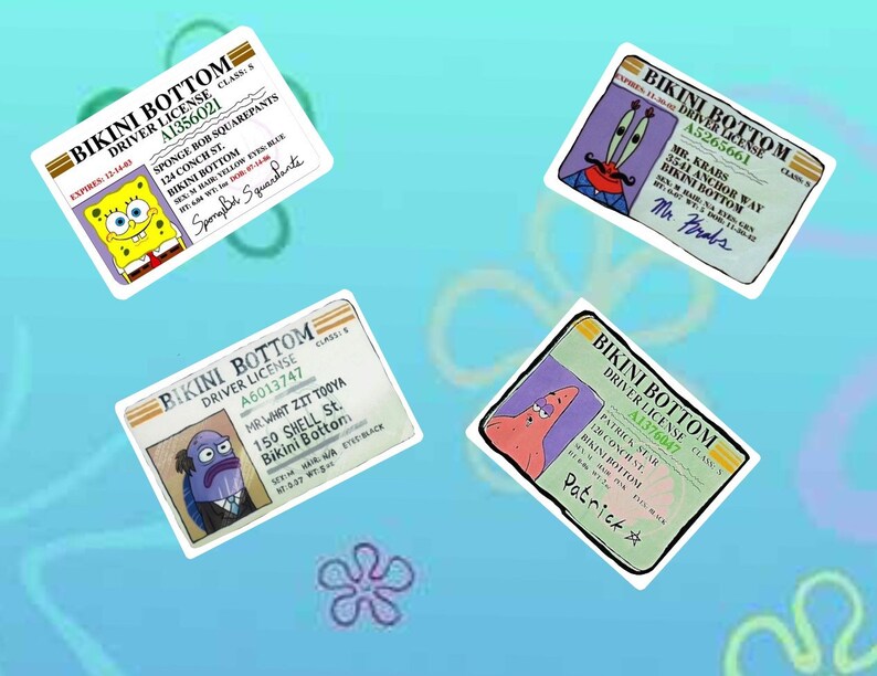 Spongebob Drivers License Sticker Pack | Etsy