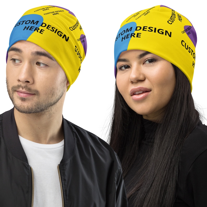 Customized Design All-over Print Beanie, Create Your Own Style With ...