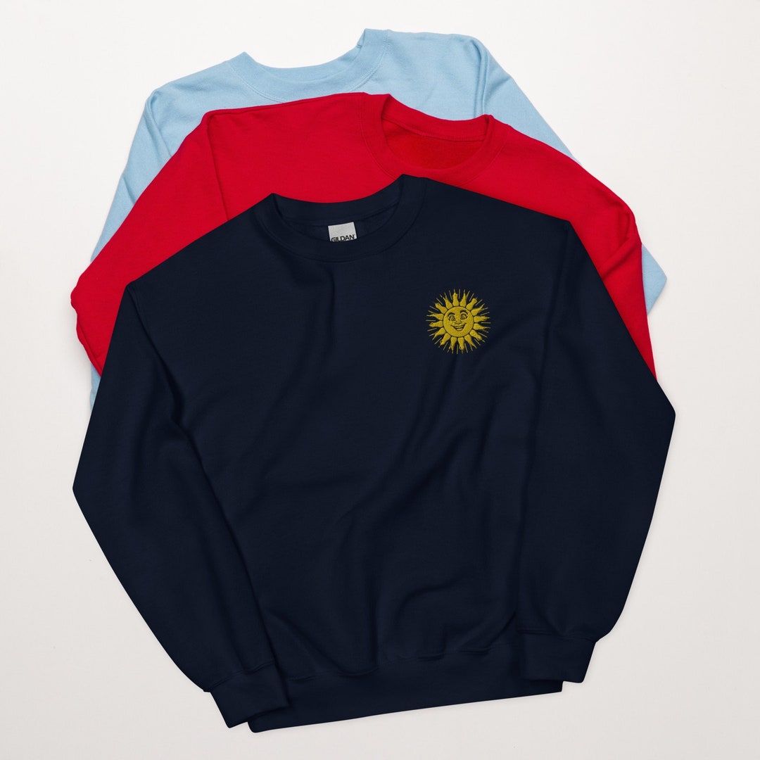 Embroidered Smiling Sun With Rays of Golden Light Radiating Outwards ...