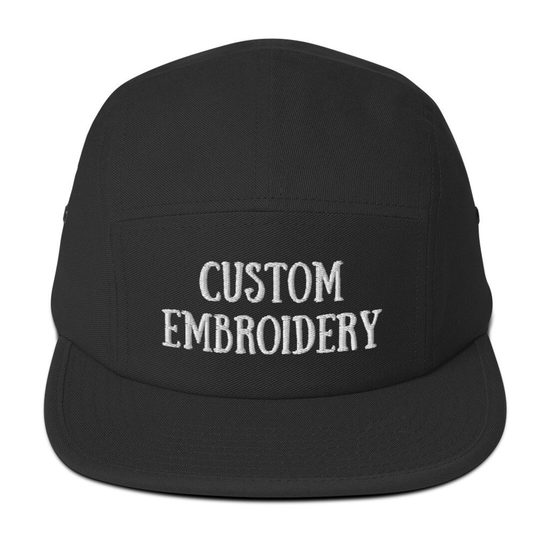 Custom Embroidered Five Panel Cap, Your Design Text or Logo Hat ...