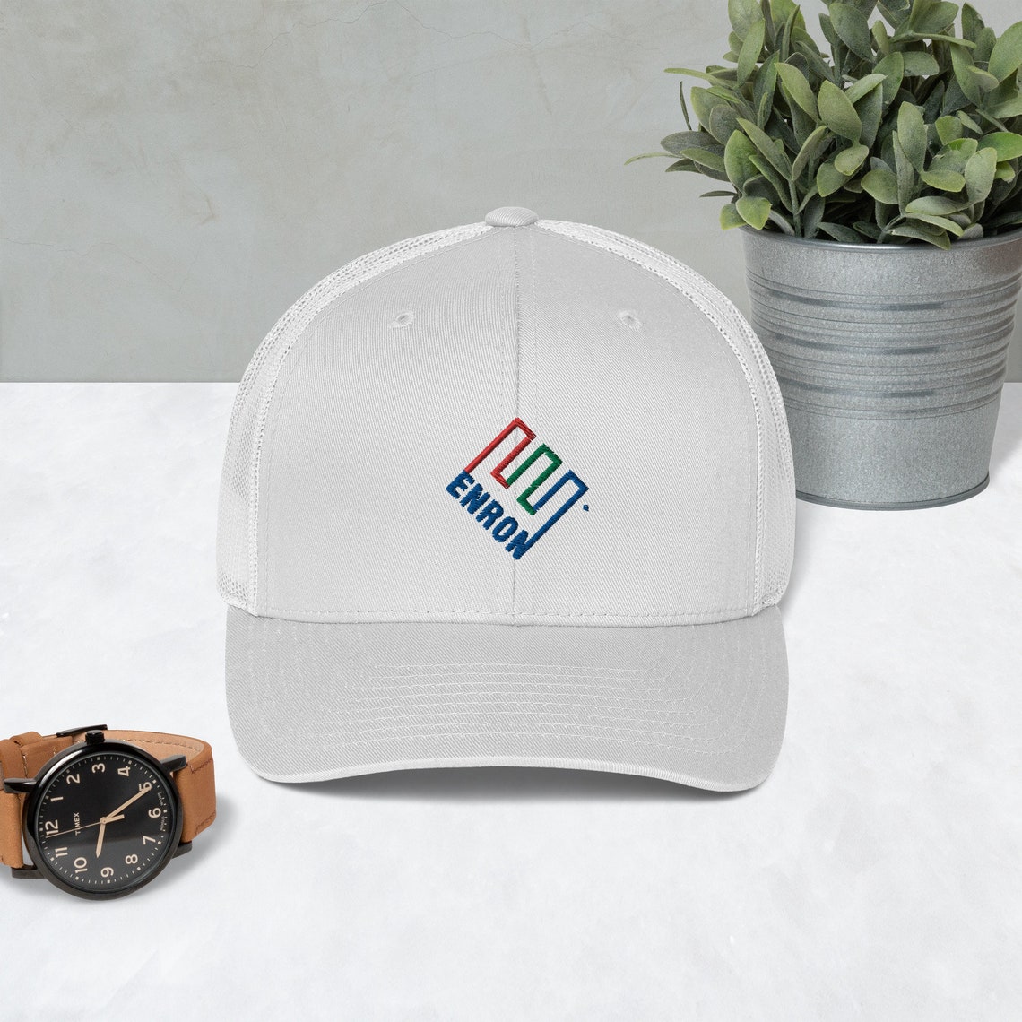 Enron Logo Hat Embroidered Trucker Cap Inspired by Vintage - Etsy