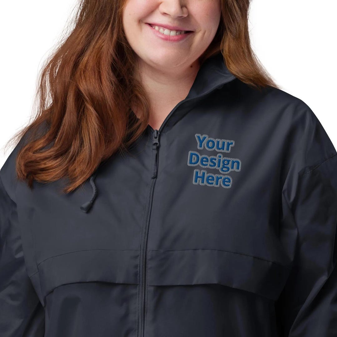 Unisex Windbreaker Embroidered Custom Your Picture Text Logo, Your Own ...