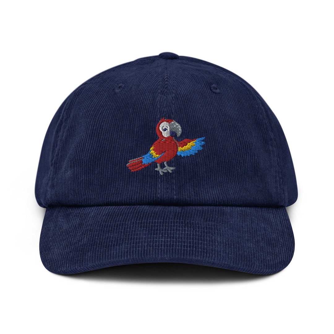 Red Parrot Embroidered Corduroy Hat, Animal Lover Hat, Nature Lover Cap ...