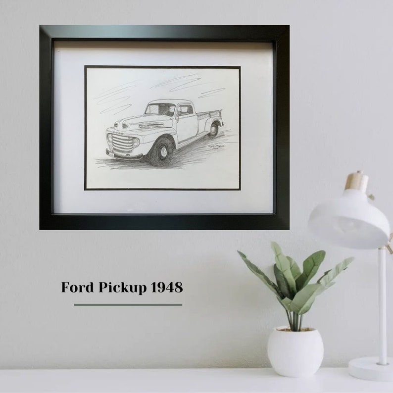ORIGINAL Ford Pickup 1948/ Pencil Drawing/car Pencil Drawing/muscle Car ...