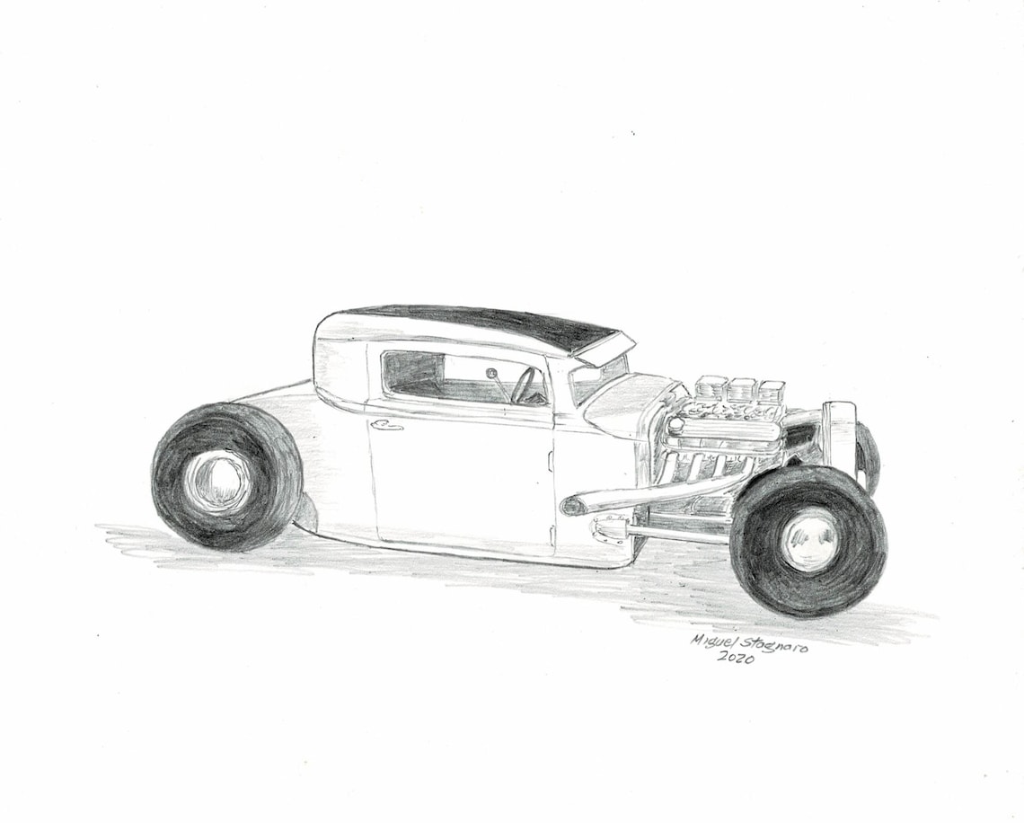 ORIGINAL Chevrolet 1930 Hot Rod/Pencil Drawing/Car Pencil Drawing ...