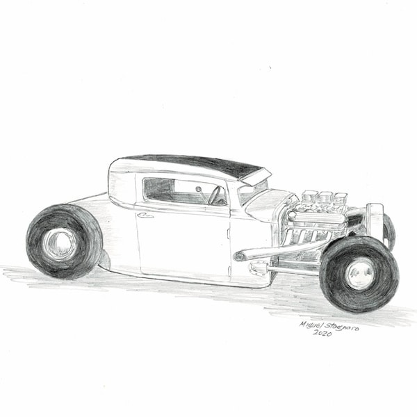 Hot Rod Drawing - Etsy