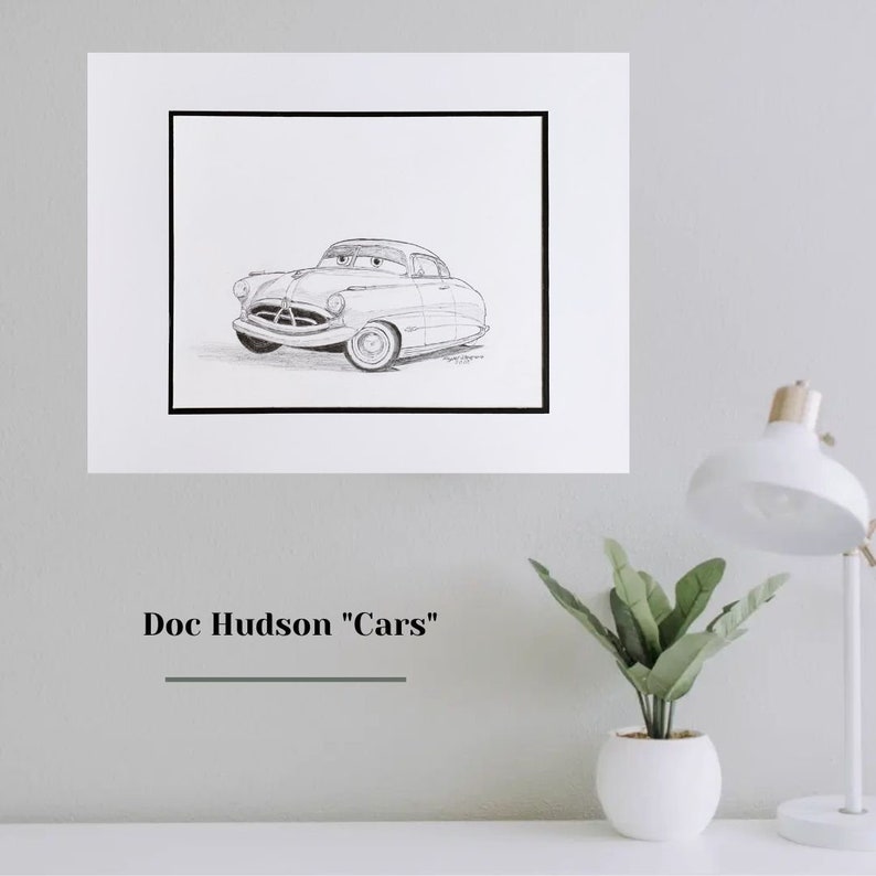 Doc Hudson/pencil Drawing/car Pencil Drawing/boy Bedroom - Etsy