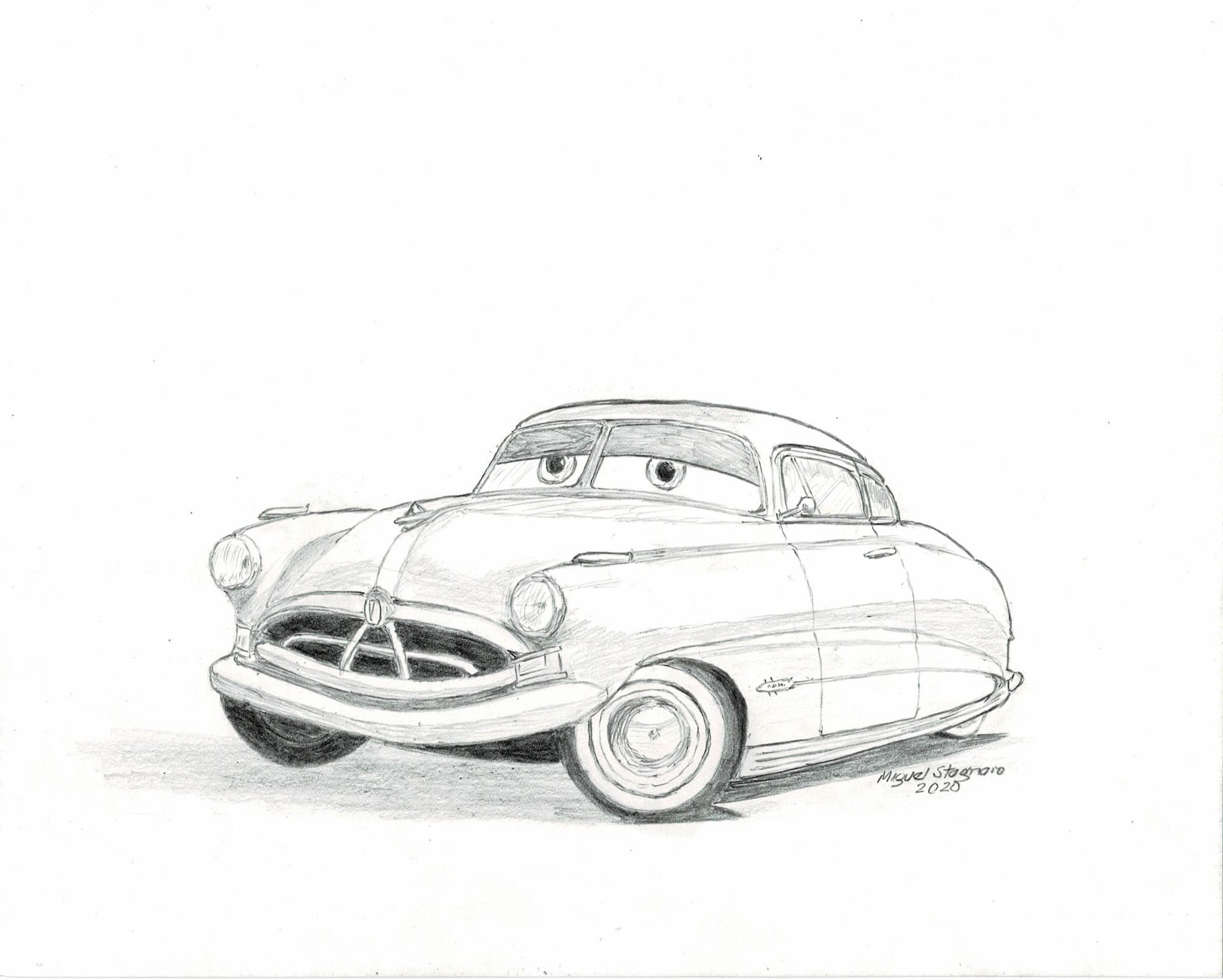 Doc Hudson/pencil Drawing/car Pencil Drawing/boy Bedroom Décor/office ...