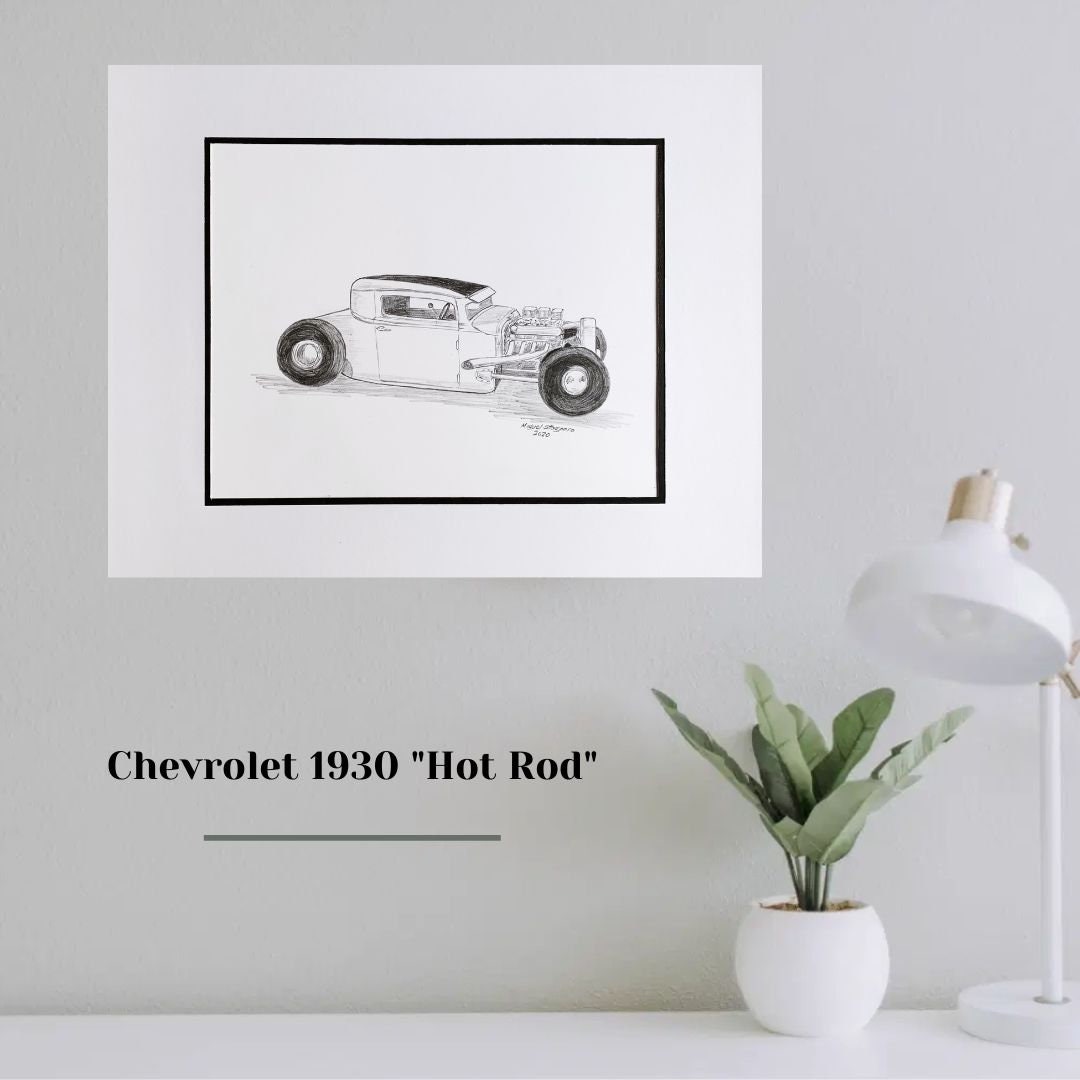ORIGINAL Chevrolet 1930 Hot Rod/Pencil Drawing/Car Pencil Drawing ...