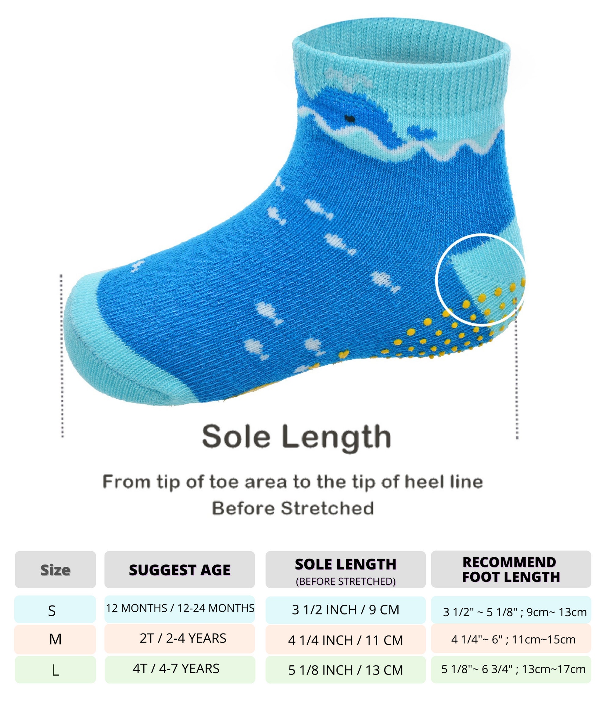 4 Pairs Non Toxic Silicon Grip Anti Slip Skid Socks for Baby Toddler ...