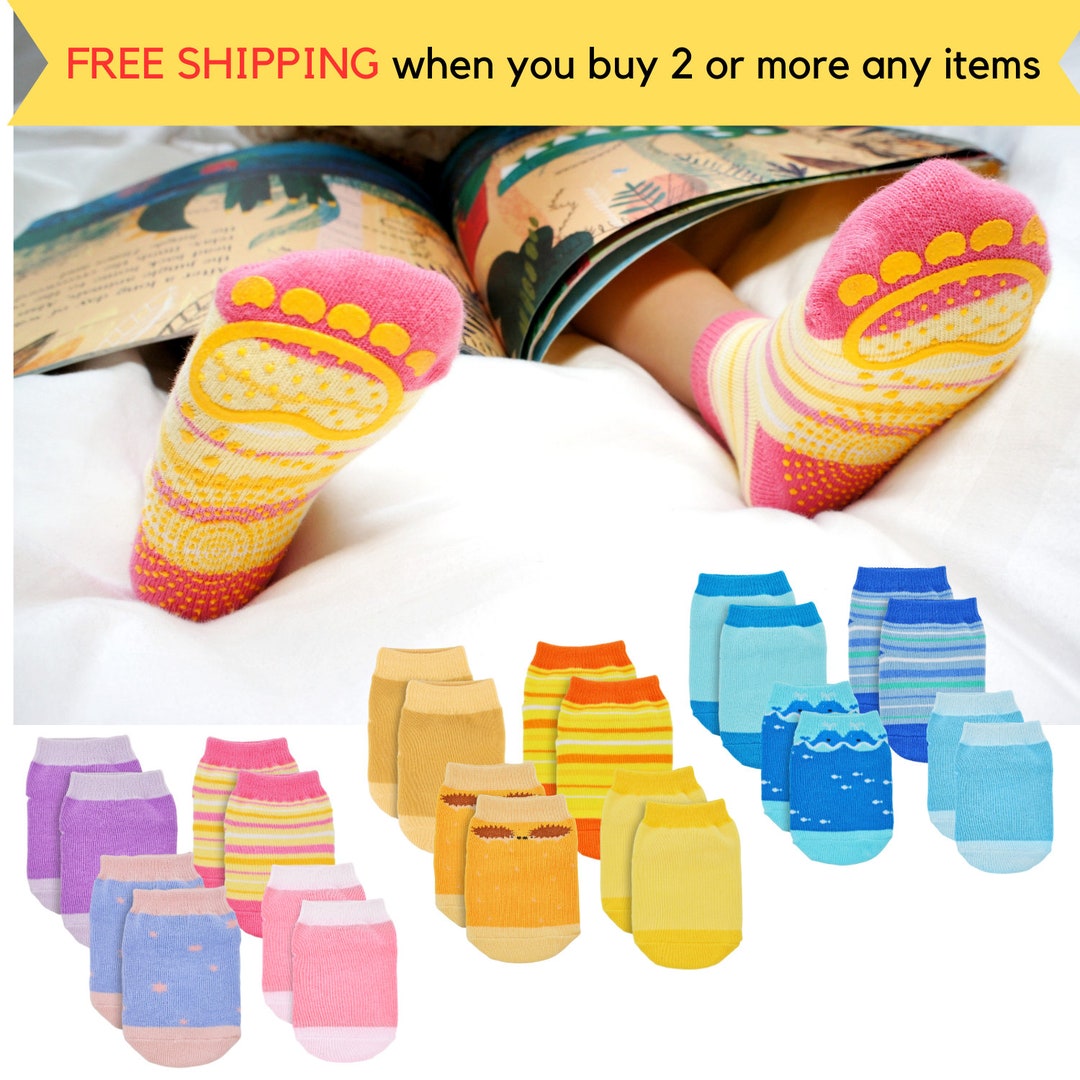 4 Pairs Non Toxic Silicon Grip Anti Slip Skid Socks for Baby Toddler ...